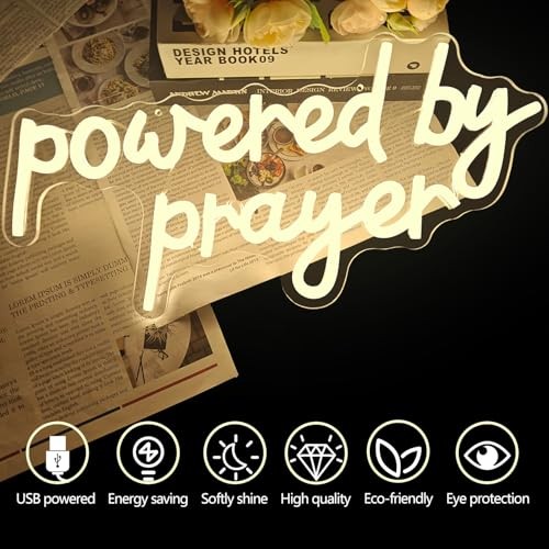 Powered By Prayer Neon Sign Jesus Neon Light for Wall Decor WarmWhite ...