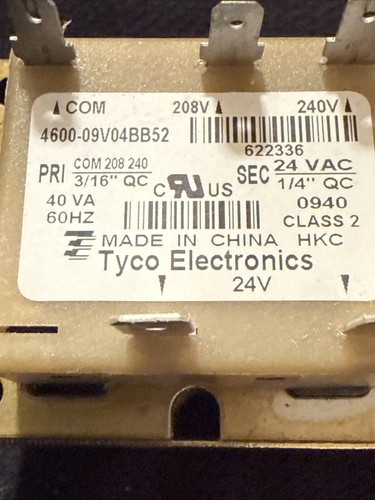 Transformer Tyco Electronics 208-240v -24v Low Voltage Used W/Warranty ...