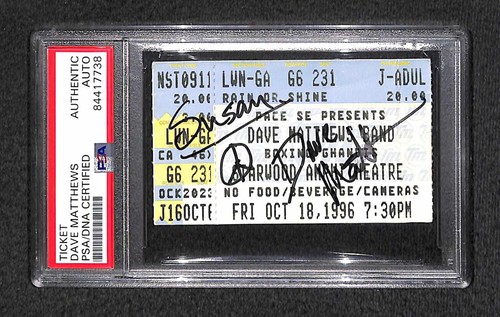 Dave Matthews Band "1996 Crash Tour" Signed Autographed Ticket PSA Rare ...