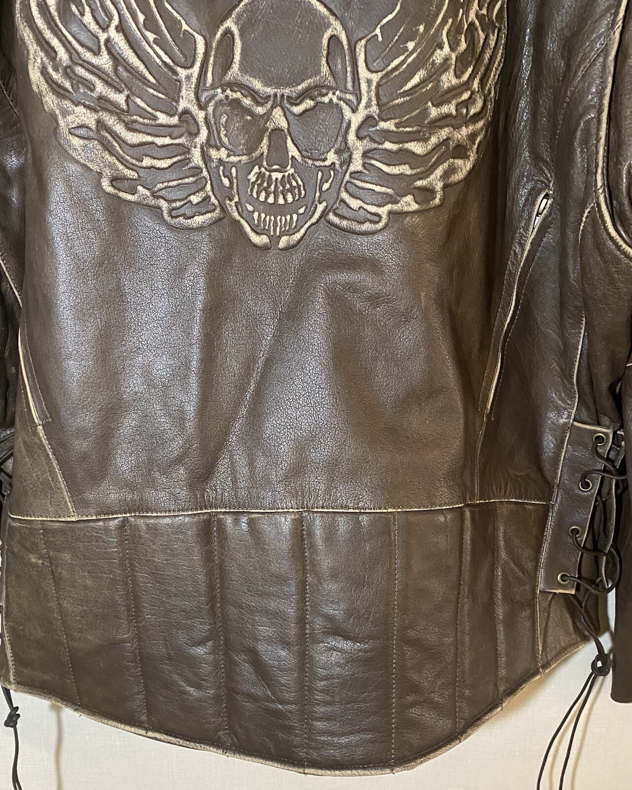Xelement Mayhem Skull Mens 4XL Brown Heavy Duty Leather Motorcycle ...