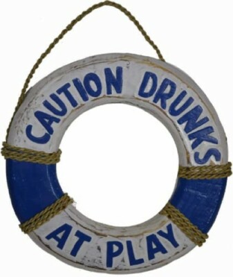 BEER WINE BOOZE CAUTION DRUNKS PLAY FUNNY SIGN POOL TIKI BAR TROPICAL ...