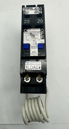 USED Siemens Q2020AFC 20A 1-Pole Tandem CAFCI Type QTA Circuit Breaker ...