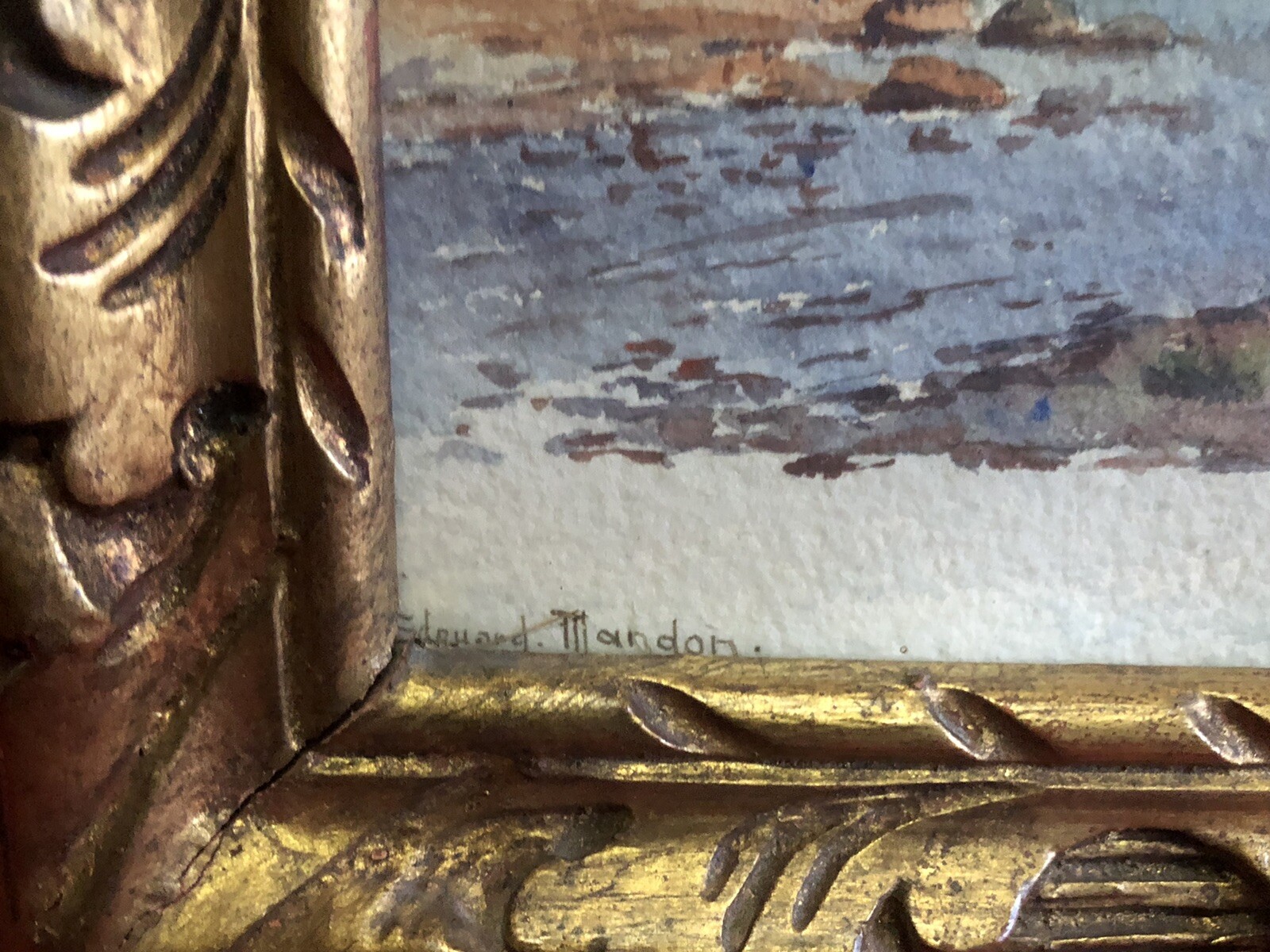 Édouard MANDON : Aquarelle Paysage Rivière | eBay