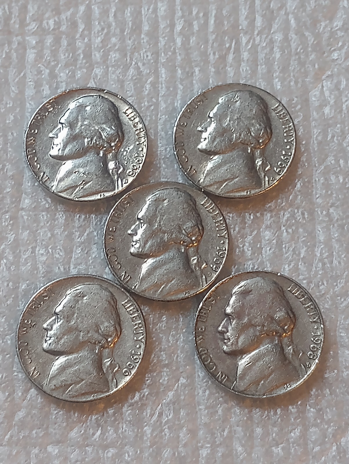 Lot Of 5 Jefferson Nickles 1966-1969-Nice Coins -Choice- Dates-Mixed | eBay