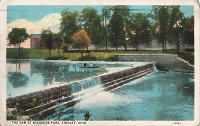 Postcard Dam at Riverside Park Findlay Ohio | eBay