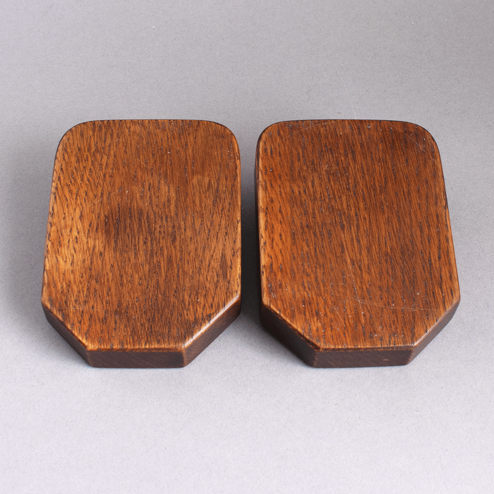 MOUSEMAN Robert Thompson PIN TRAYS Rare HANDED PAIR Carved Oak VINTAGE ...