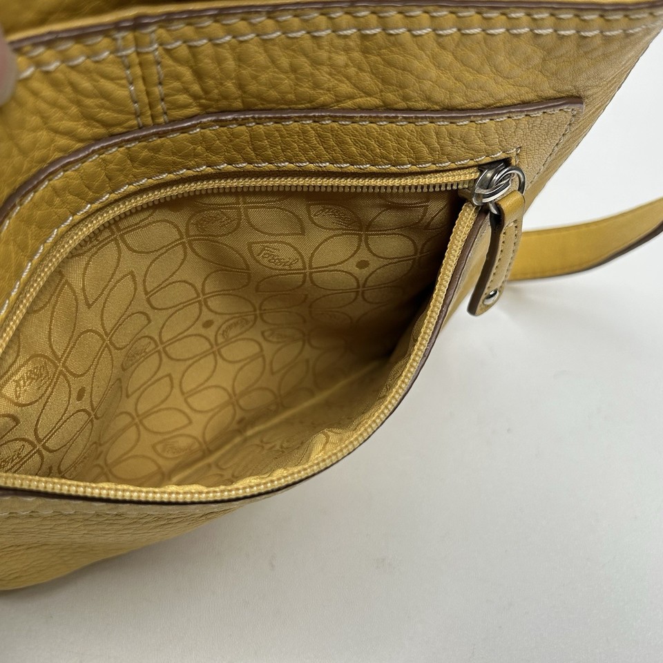 FOSSIL Pebble Leather Mustard Cross-Body Bag ZB9939 Adjustable Strap w ...