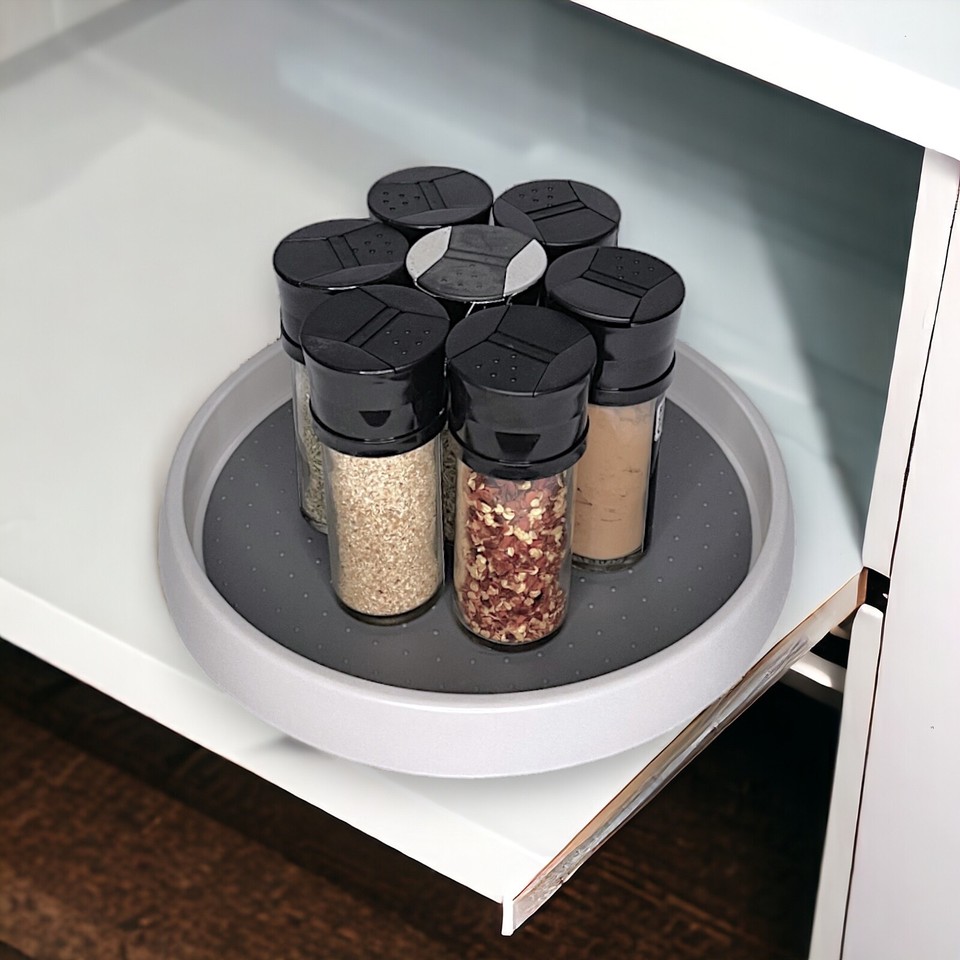 Rotating Kitchen Shelf Cupboard Spice Jars Dispenser Storage Tray Rack ...