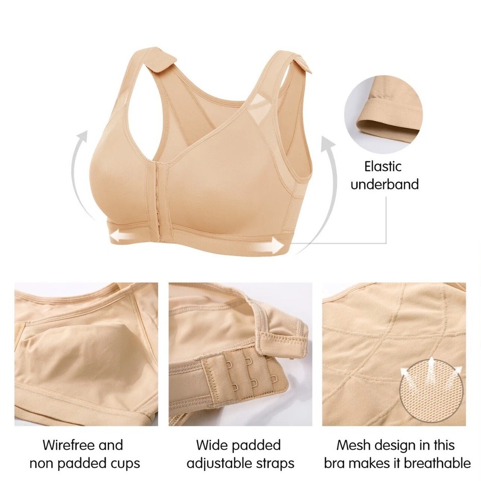 DELIMIRA Women's Front Closure Bra Full Coverage Wire Free Back Support Posture | eBay