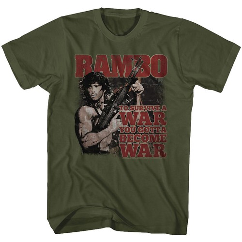 RAMBO Movie Official T Shirt Mens Survive The War STALLONE Military ...