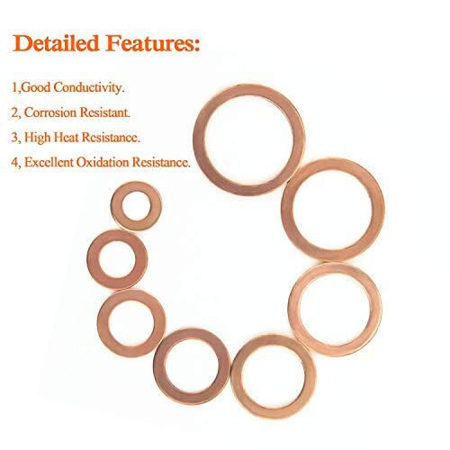 M10 Flat Washer Copper Sealing 10mm ID 16mm OD 1mm Thickness Metric ...