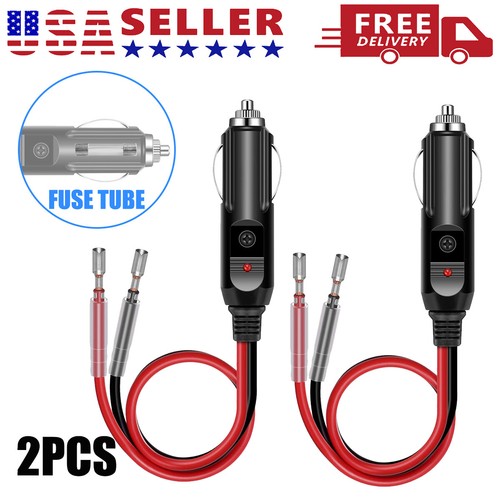 2 Pack 12V Fused LED Light Cigarette Lighter Male Plug Replacement with ...