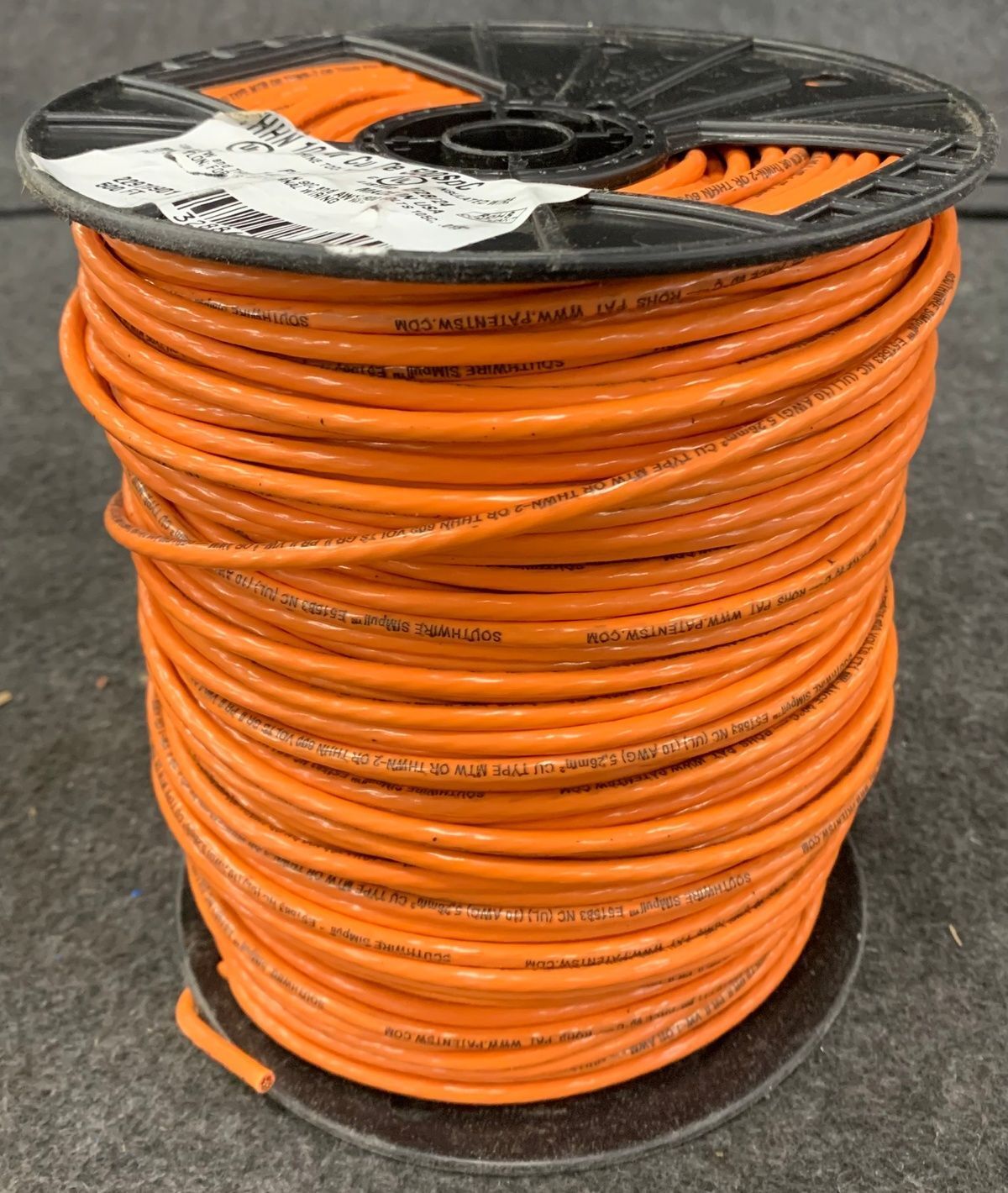 SOUTHWIRE 22979901 THHN Hookup Wire, 500' Spool, 10 AWG, STR, Orange ...