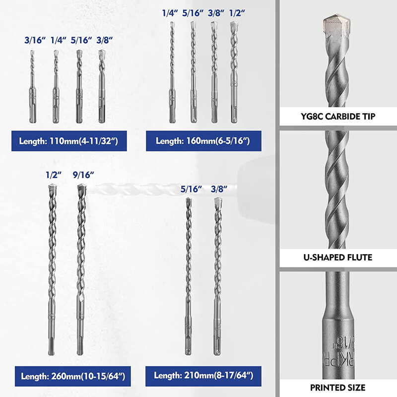 WORKPRO 17-Piece SDS-Plus Rotary Hammer Drill Bits Chisel Set High ...