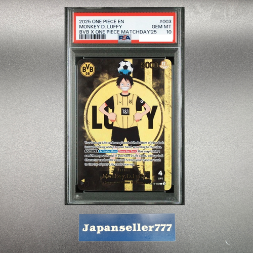 PSA 10 Monkey D Luffy ST13-003 BVB Borussia Dortmund ONE PIECE Matchday ...