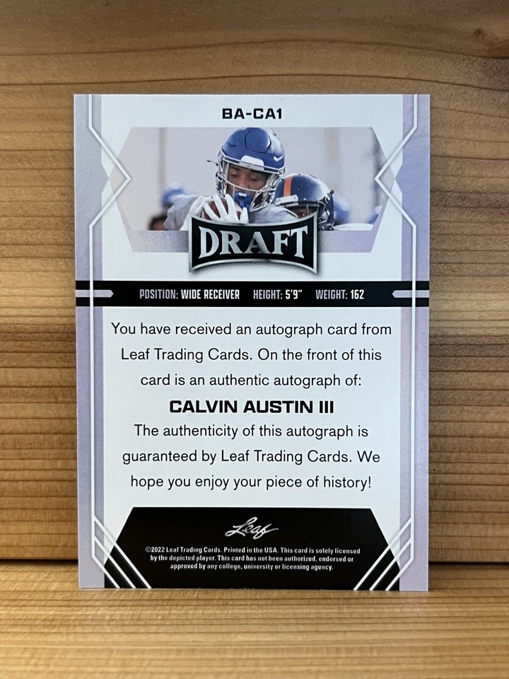 2022 Calvin Austin III Leaf Draft GOLD Auto RC Gold BA-CA1 GOLD ...