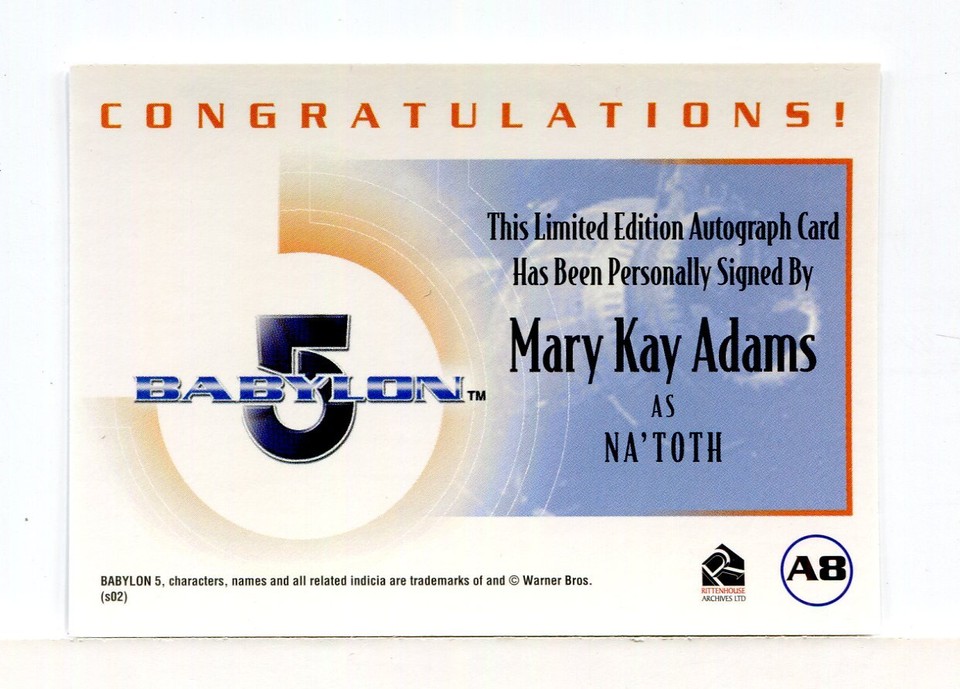 Babylon 5 The Complete Babylon 5 Mary Kay Adams as Na'Toth Autograph ...