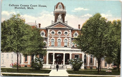 Postcard MI Marshall Calhoun County Court House Front View BV4 | eBay