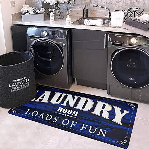 Blue Modern Carpet for Laundry Room Chef Rug Non-Slip Laundry Rug for ...