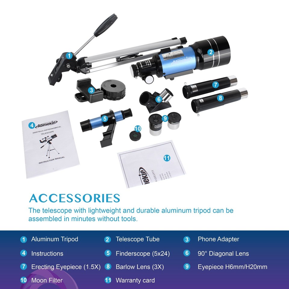 Telescope 30070 with Tripod Mobile Holder for Beginner Moon Watching ...