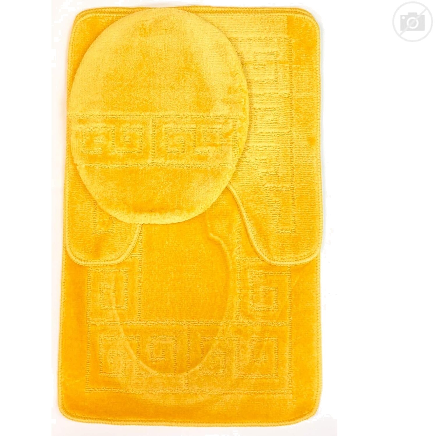 Premium Plush Non-Slip Yellow Bath Rug Set - 3 Piece - Rubber Backing ...