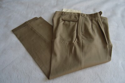 Corbin Men's Beige Solid Dress Pants 36X30 Wool | eBay