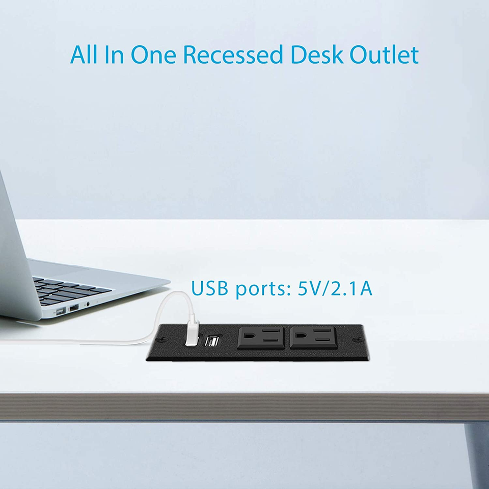 Power Strip Smart Socket Plug Desktop Power Grommet 2 Outlet & 2 USB ...