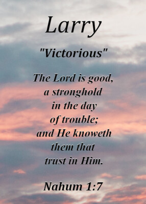 Larry "Victorious" Keepsake Name Meaning Card with Bible Verse | eBay