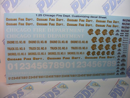 Chicago Fire Dept 1:25 Water Slide Decals Fits American La France Areo ...