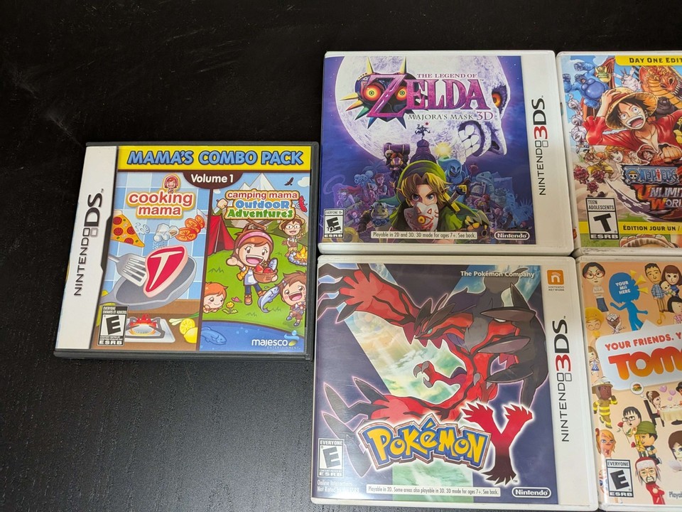 3DS 7 Game Lot. Pokemon, Zelda, Bravely Second, Mario Kart 7, One Piece ...