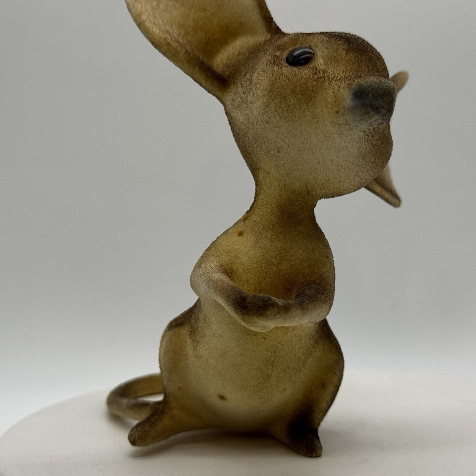 TWO Big Ear Kitschy Flocked Rare Mice Mouse PAIR 6”+ Vtg 1960's Hong ...