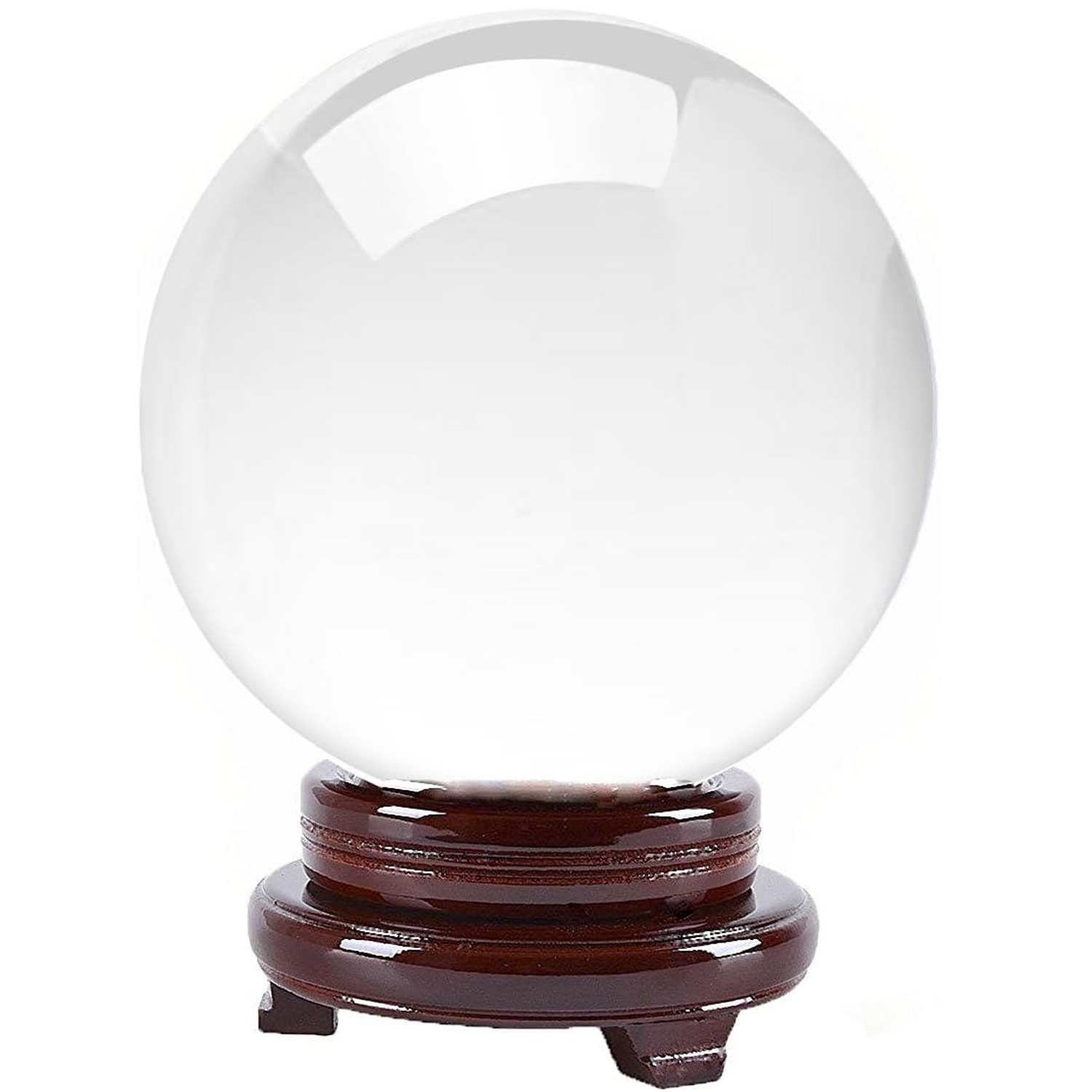 200mm Crystal Meditation Divination Sphere Clear Crystal Ball with Wood ...