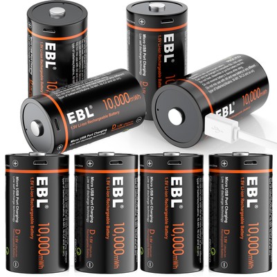 1.5V D Cell Batteries Rechargeable Batteries Quick Charge + Charging ...
