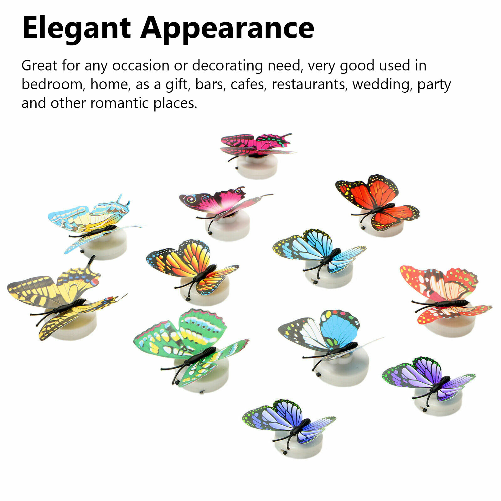 12pcs 3d Butterfly LED Wall Stickers Glowing Bedroom DIY Home Decor ...