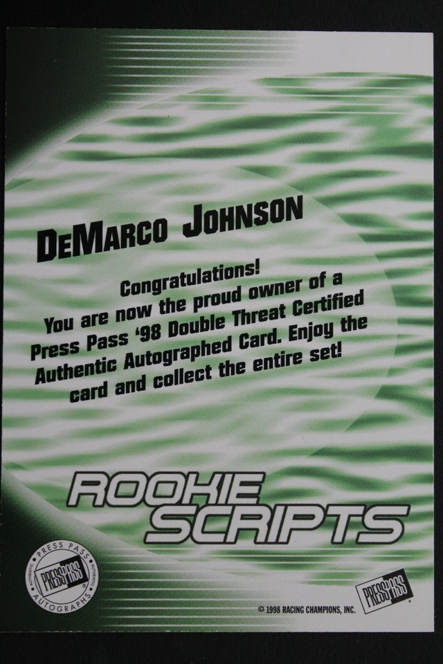 DeMarco Johnson UNCC Autographed Signed 1998 PressPass Rookie ...