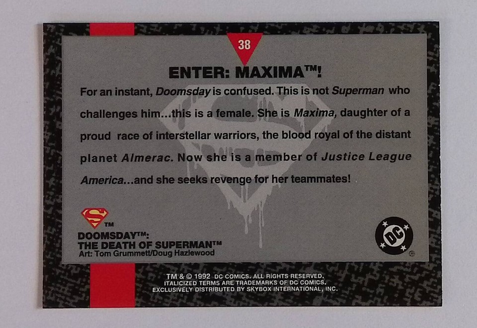 Enter Maxima DC Comics 1992 Skybox Doomsday Death of Superman Trading ...