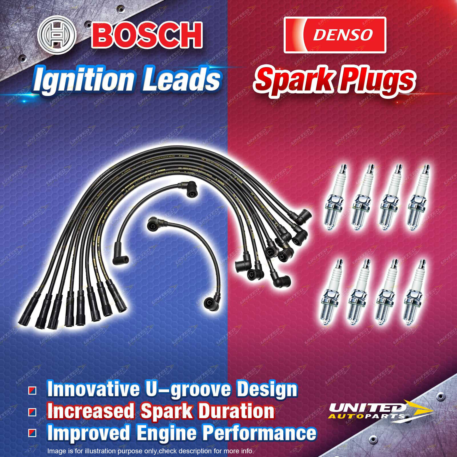 Bosch Leads + 8 x Denso Iridium Power Spark Plugs for Ford Fairlane ZF ...