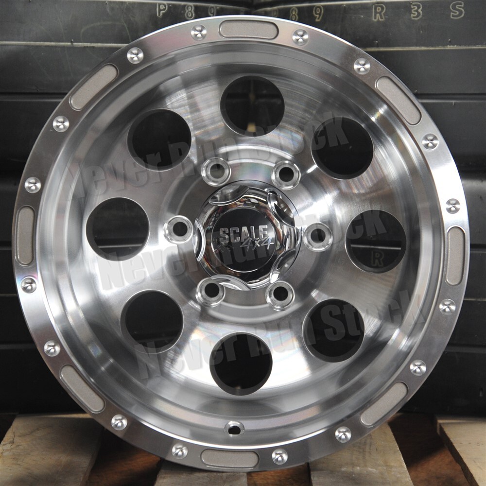 SCALE 4x4 S52 15x10 6x5.5 6x139.7 -46 OFFSET MACHINED SILVER 8 HOLE ...
