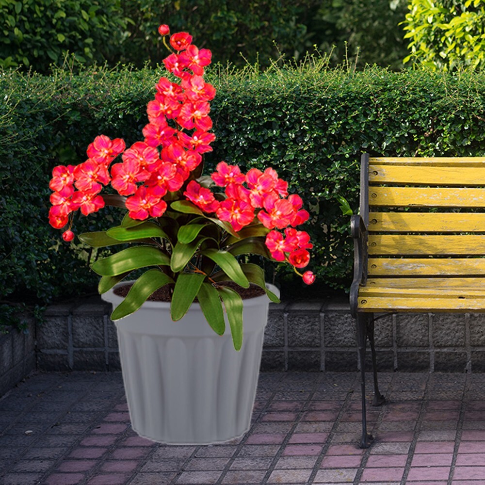3 x Round Plastic Flower Pots Large 50cm Upcycled Grey Balcony Garden ...