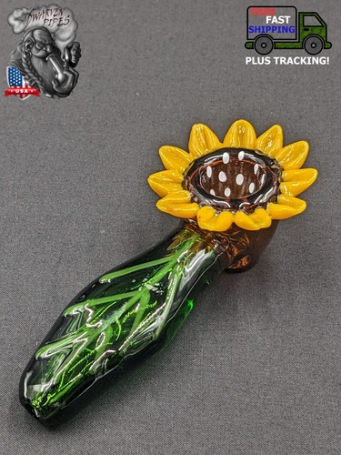 4.5" Tobacco Smoking Pipe Bowl Glass Hand Pipes Yellow Flower | eBay