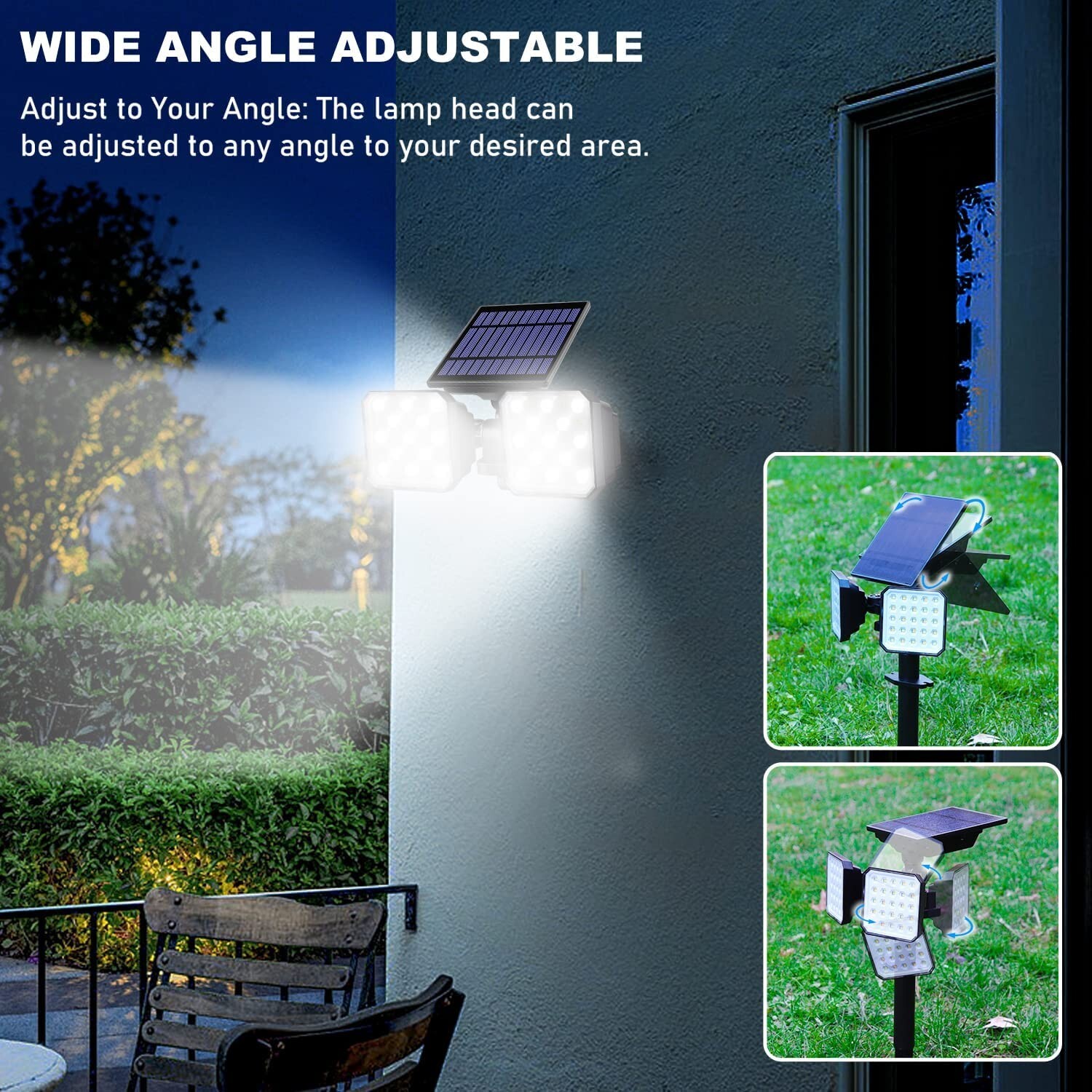 2 Pack Solar Lights, Color Changing RGBW Waterproof Landscape Spotlight ...