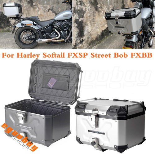 For HD Softail Aluminum Trunk Rear Top Case Luggage Tour Tail Tool Box ...