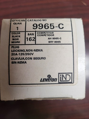Leviton 9965-C Black 3 Pole Three Wire 20A Amp 125/250V Volt Locking ...