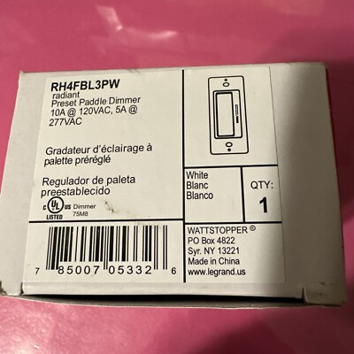 Legrand RH4FBL3PW Radiant Slide Dimmer Switch For 0-10 Volt LED Load ...