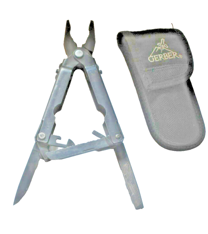 Vintage Gerber USA Multi Tool Blunt Nose Pliers Knives Screwdriver File ...