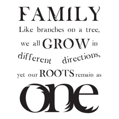 Family Roots Quote Motivation Black On White Unframed Wall Art Poster ...
