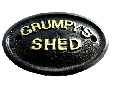 GRUMPY'S SHED WORKSHOP DOOR SIGN IN BLACK WITH RAISED GOLD LETTERING -NEW | eBay Australia
