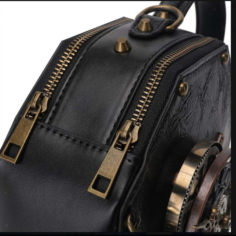 Steampunk Shoulder Bag Clock Purse PU Leather Retro for Women Girls ...