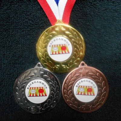 Backgammon Medal & Ribbon Engraved School Club Pub Award Trophy 50mm ...
