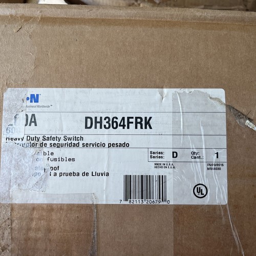 EATON / CUTLER HAMMER DH364FRK 200A 600V HEAVY DUTY SAFETY SWITCH ...